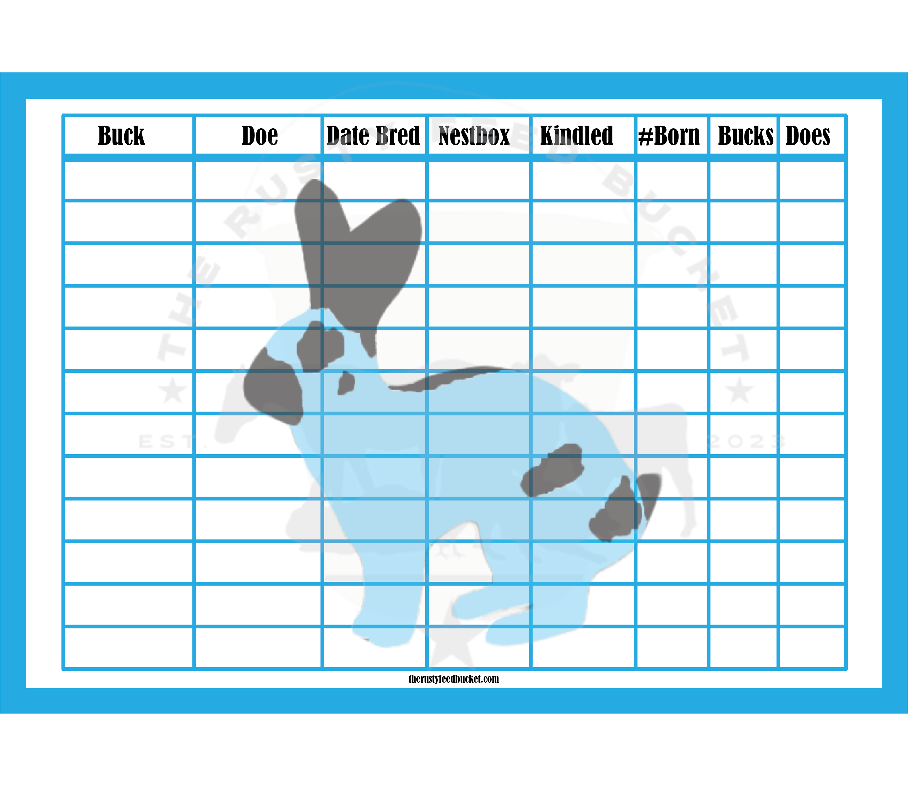 Rabbit Breeding Chart - Checkered Giant – The Rusty Feed Bucket
