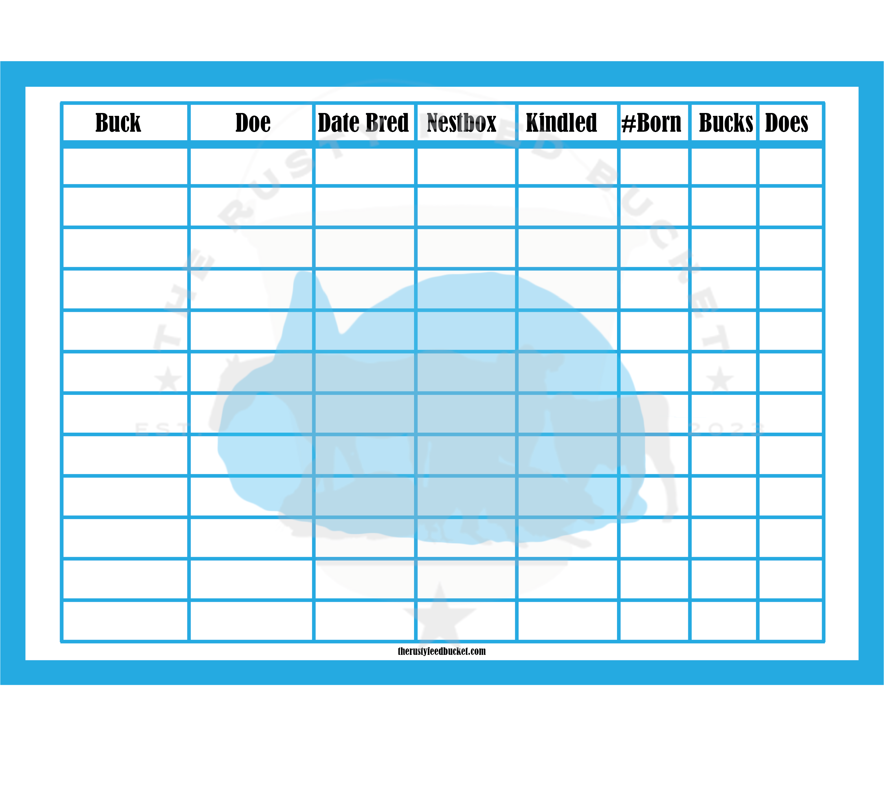 Breeding Charts – The Rusty Feed Bucket